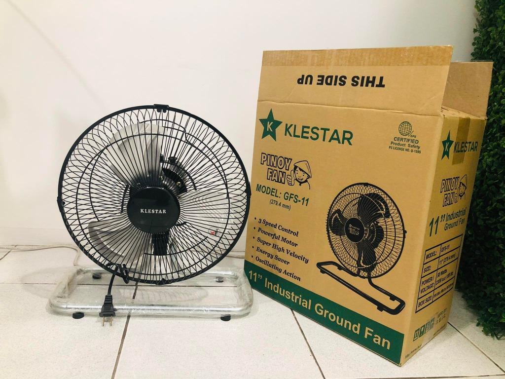 KLESTAR 11" Industrial Ground Fan Metal Blade Black GFS11, Furniture ...