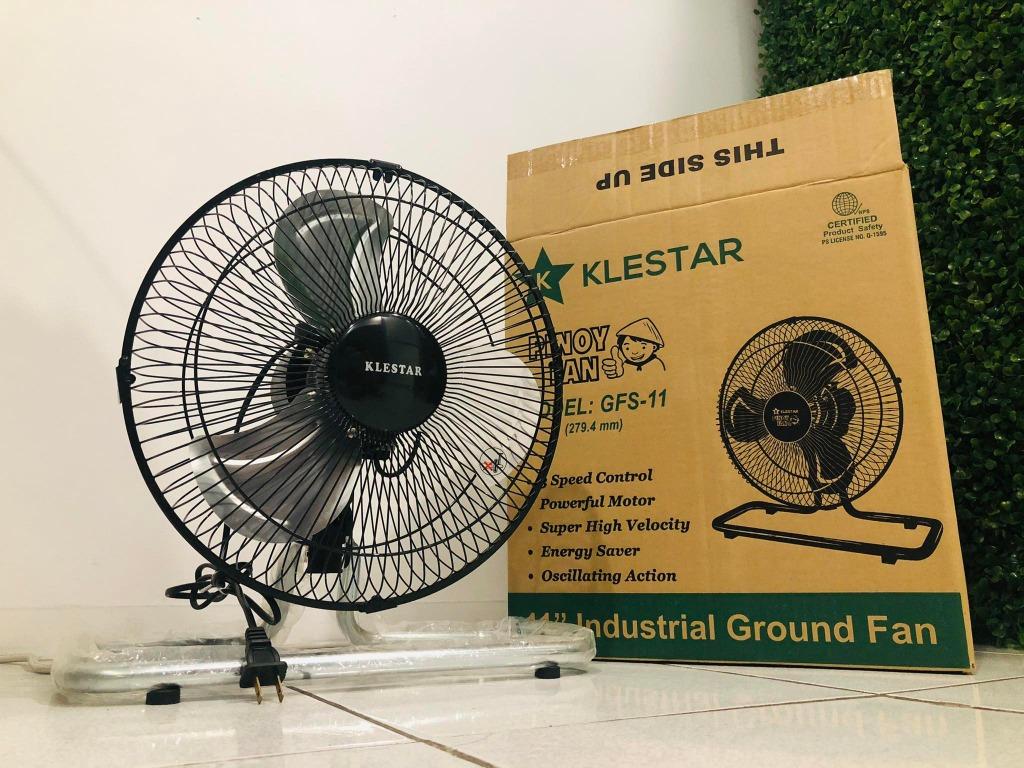 KLESTAR 11" Industrial Ground Fan Metal Blade Black GFS11, Furniture ...