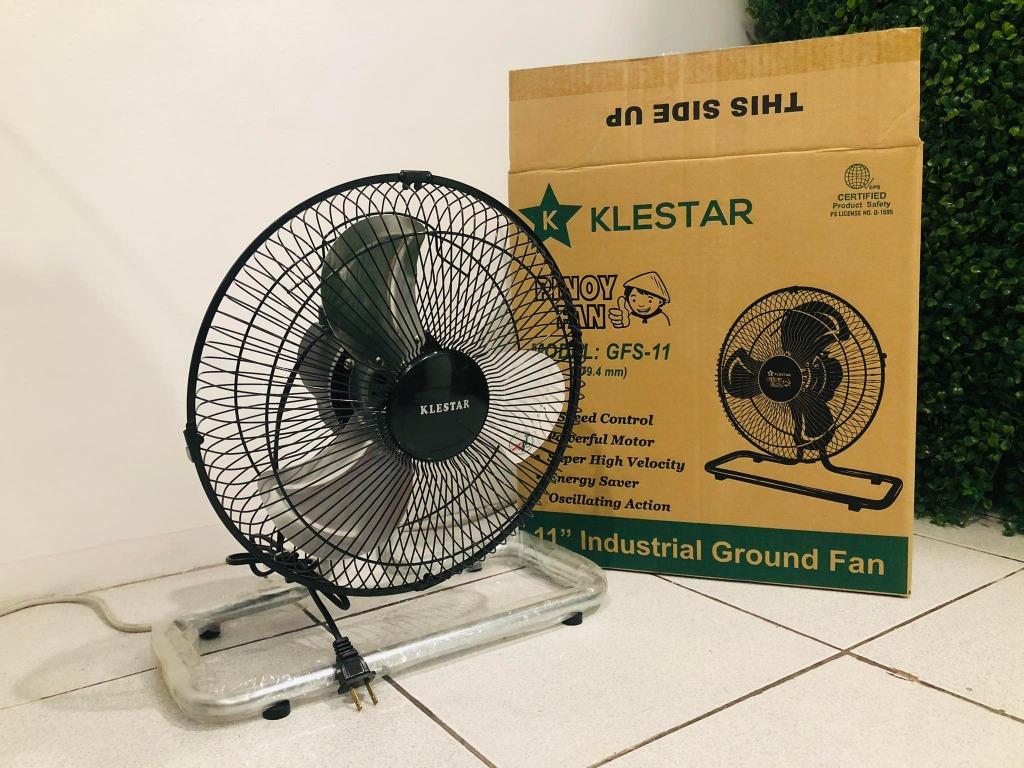 KLESTAR 11" Industrial Ground Fan Metal Blade Black GFS11, Furniture ...