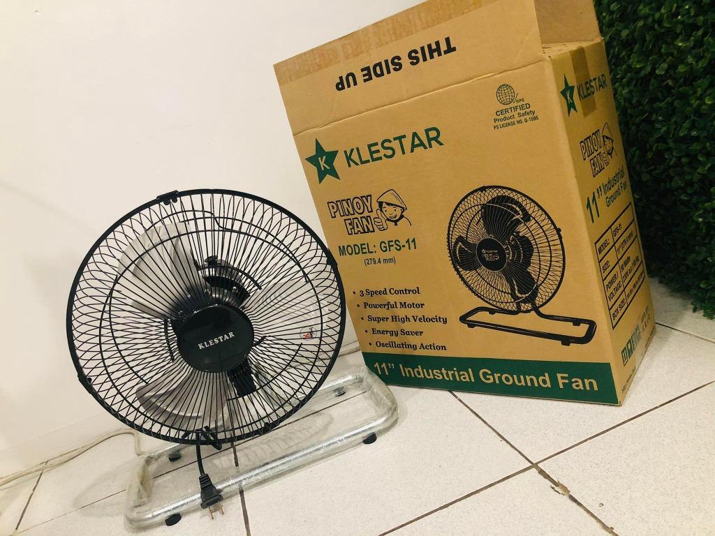 KLESTAR 11" Industrial Ground Fan Metal Blade Black GFS11, Furniture ...