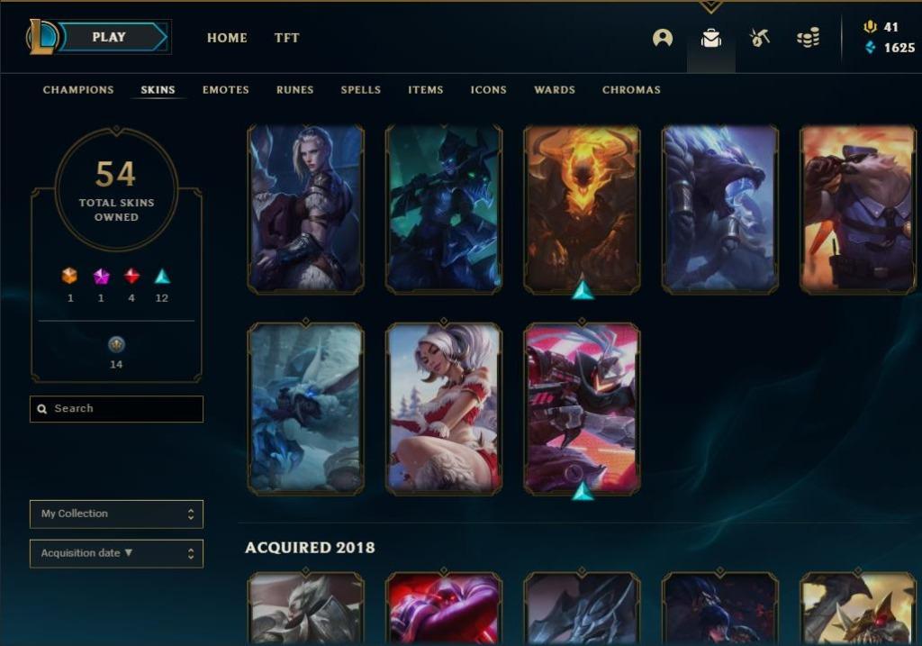 League Of Legends Iron1 86 champion 54 skins smurf Account, Video ...