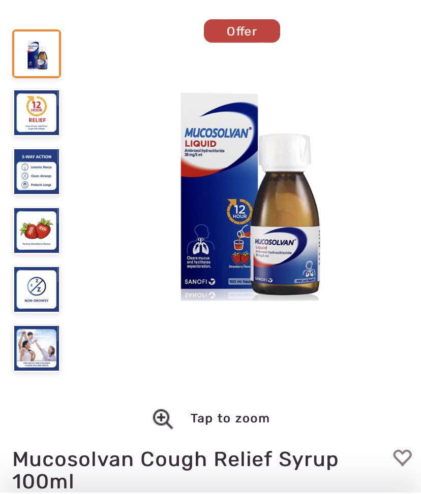 Mucosolvan cough relief syrup 100 ml, Health & Nutrition, Medical ...