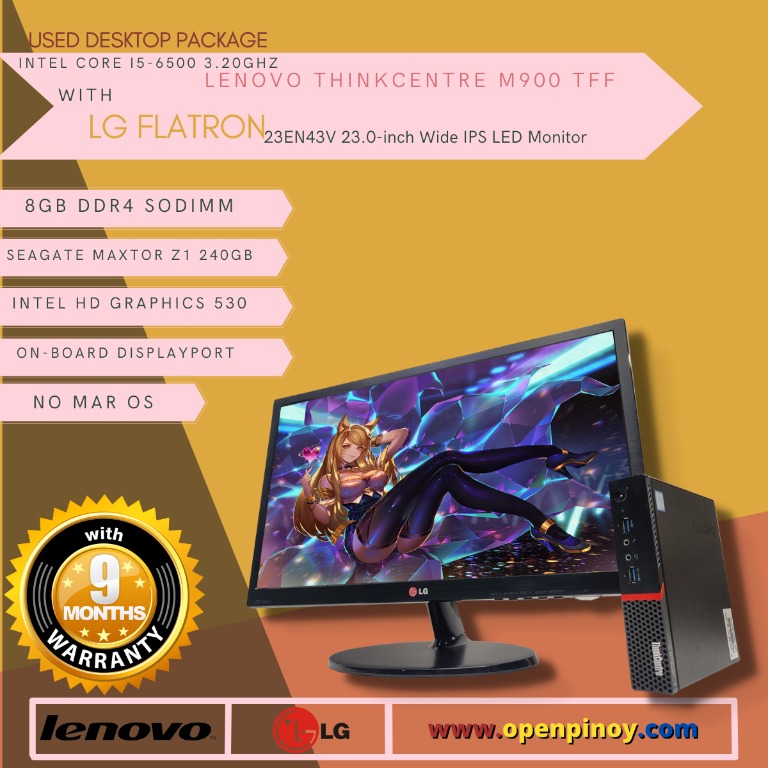 PRE-OWNED: Desktop package Intel Core i5-6500 3.20GHz with with 23 inch ...