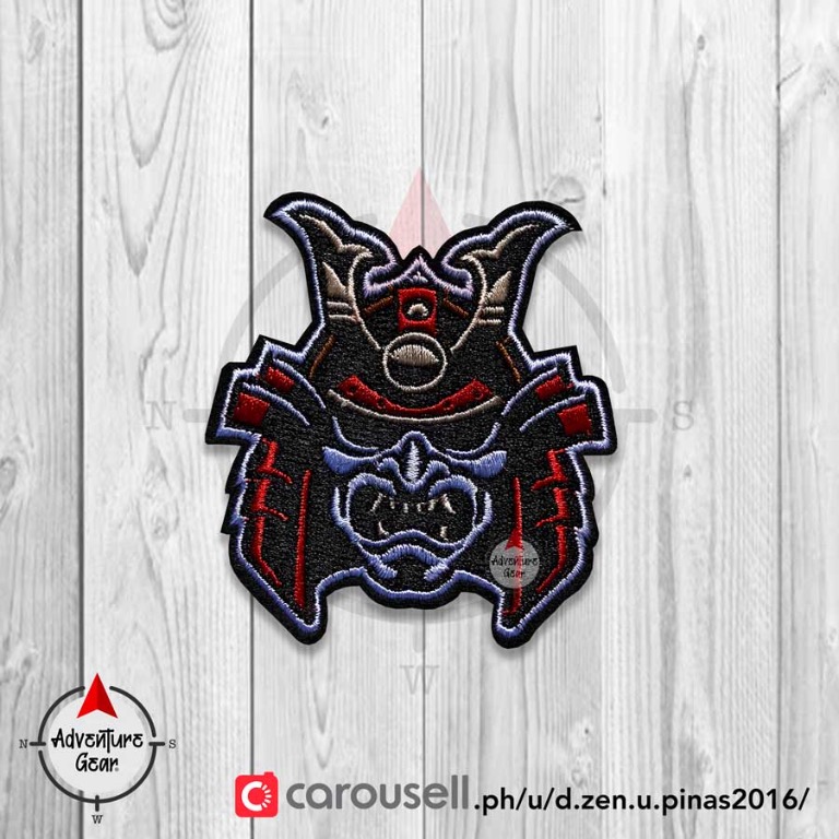 Samurai Warrior Mask Tactical Embroidered Patch with Velcro, Hobbies ...