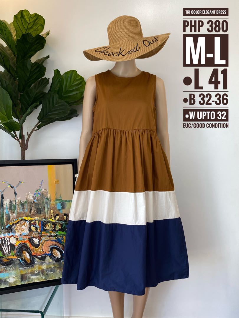 STYLISH TRI COLOR MIDI DRESS, Women's Fashion, Dresses & Sets, Dresses ...