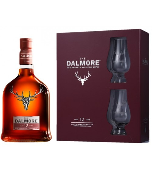 The Dalmore 12 Year Old & Glasses Gift Set (70cl, 40%), Food & Drinks ...