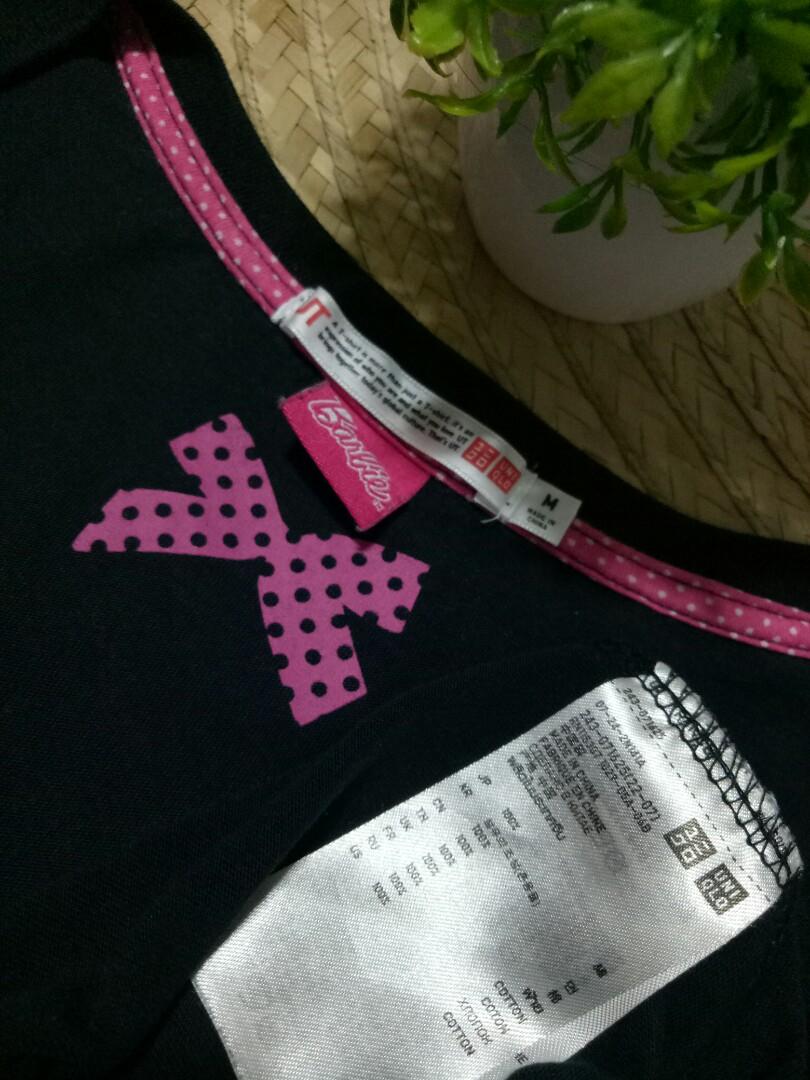 Uniqlo UT Barbie Logo Black Top, Women's Fashion, Tops, Blouses on ...