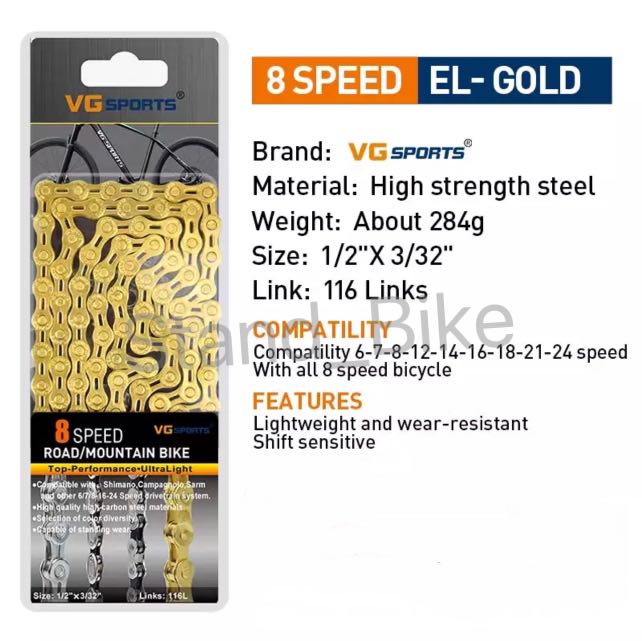 VG sport 8/9s gold/silver bicycle chain suitable for brompton pikes ...