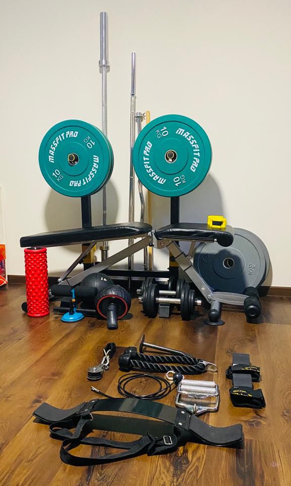 Complete Gym Equipment Set and Accessories, Sports Equipment, Exercise ...