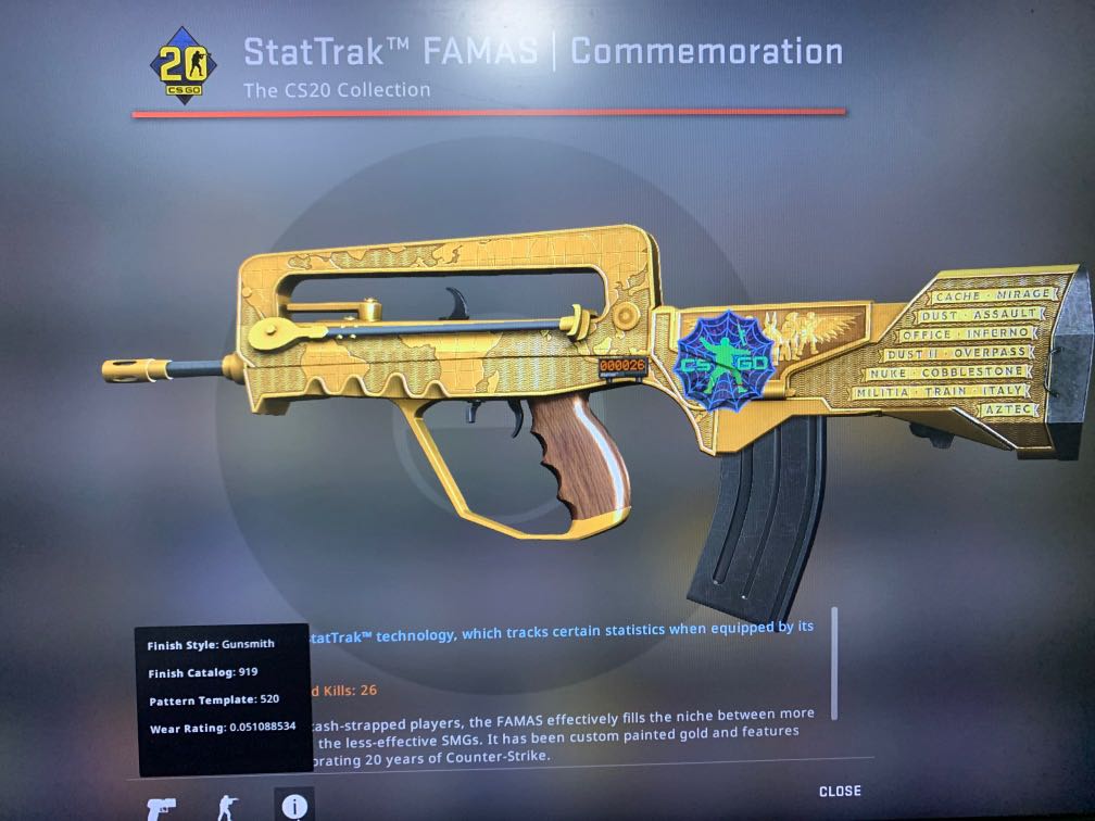 CSGO ST STATTRAK FAMAS COMMEMORATION FN FACTORY NEW, Video Gaming ...