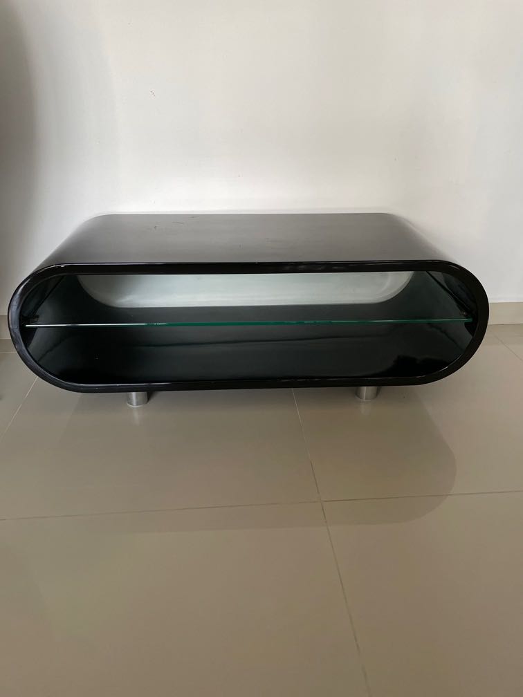 Designer Black Curved TV Console, Furniture & Home Living, Furniture ...