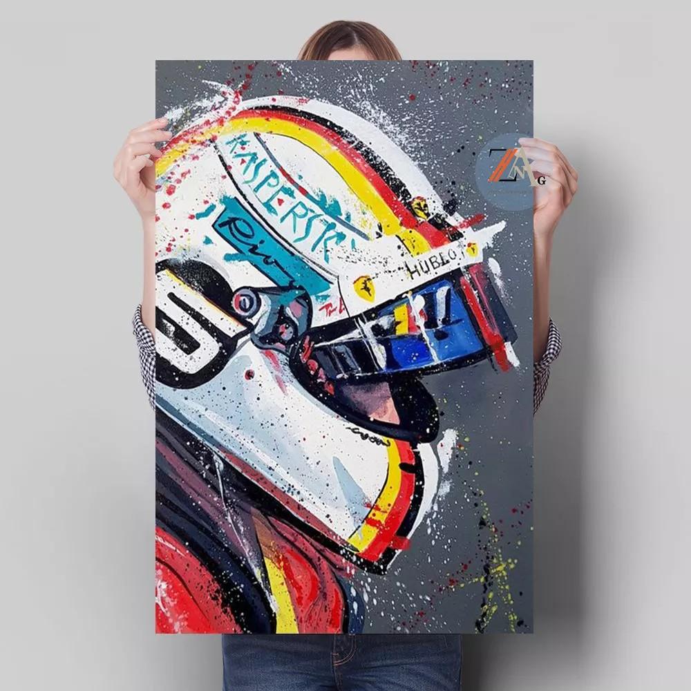 Formula F1 Racer Abstract Color Graffiti Helmet Picture Canvas Poster ...