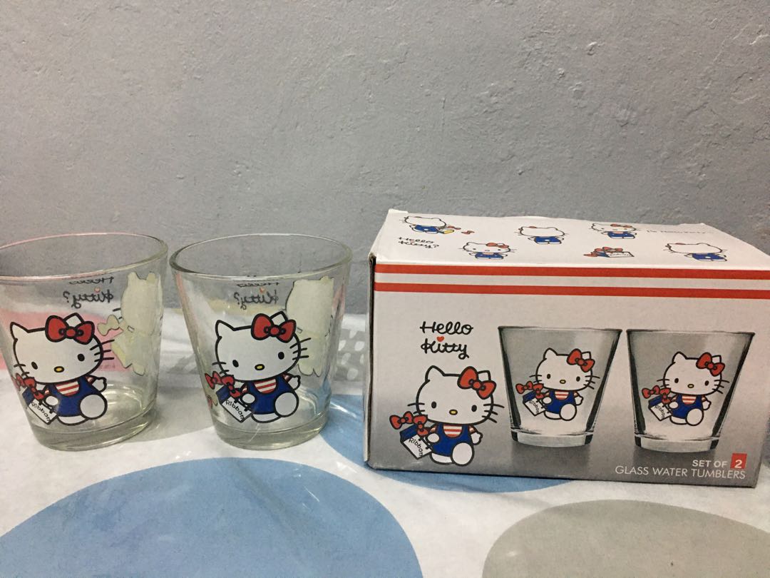 Hello kitty glass cup, Furniture & Home Living, Kitchenware & Tableware ...