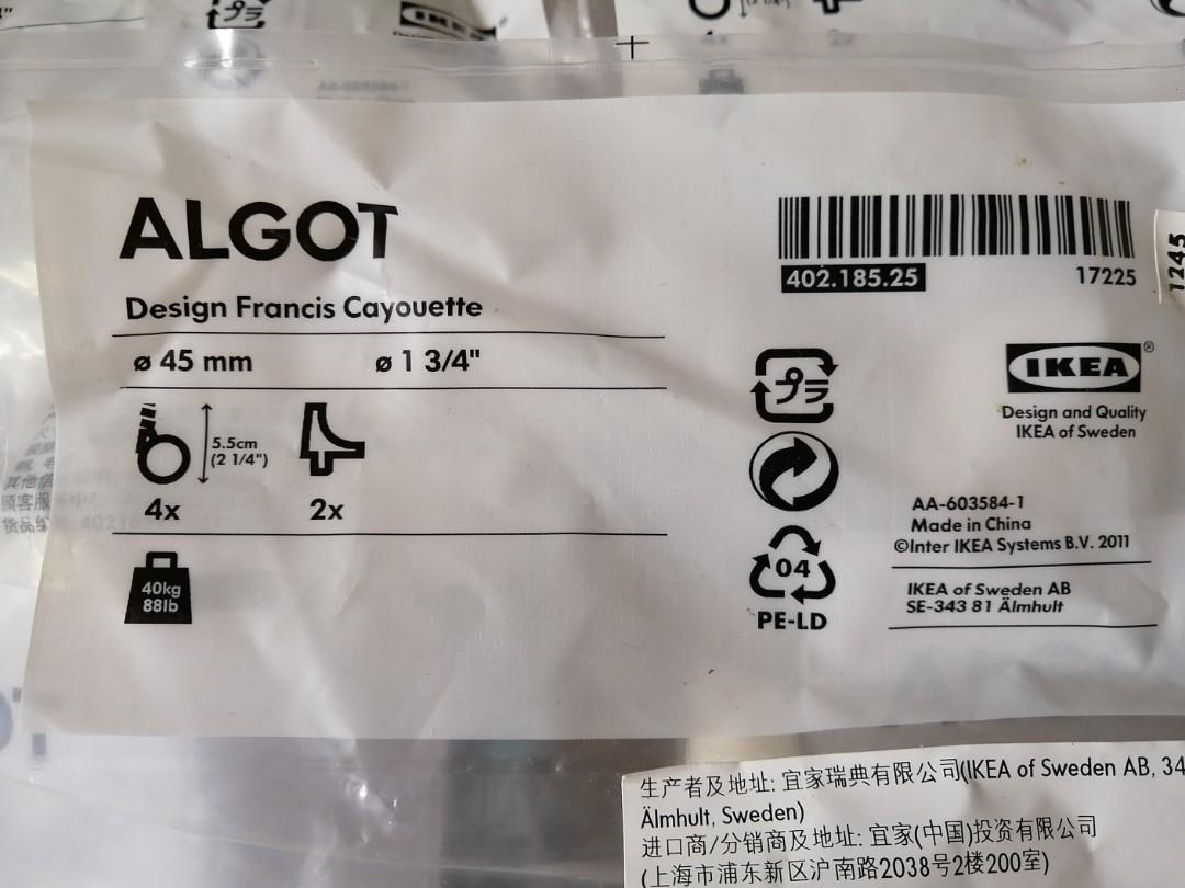 Ikea Algot wheels x 2 packs (each pack 4 wheels), Furniture & Home ...