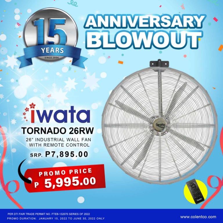 IWATA INDUSTRIAL FAN TORNADO 26RW", TV & Home Appliances, Air ...