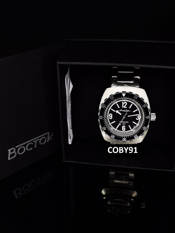 New Launch!! Vostok(Boctok) Amphibia Classic Black Military Automatic ...
