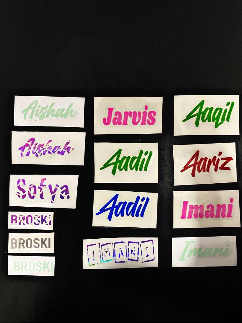 Personalised names vinyl decals, Hobbies & Toys, Stationery & Craft ...