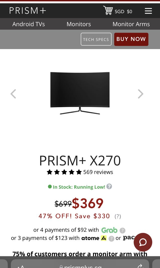 Prism 27 inch curved gaming monitor, Computers & Tech, Parts ...