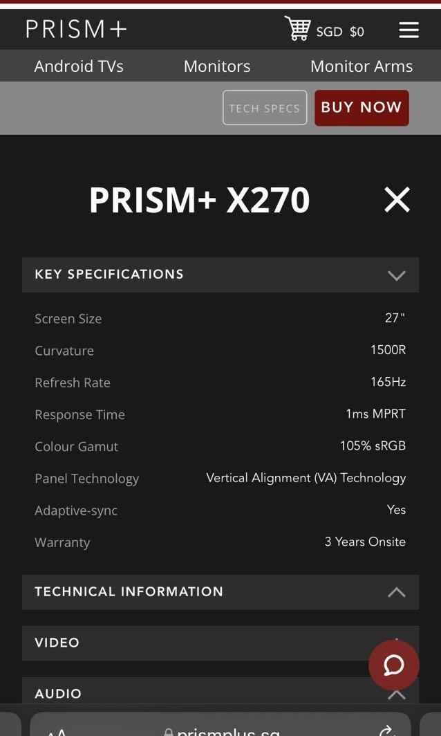Prism 27 inch curved gaming monitor, Computers & Tech, Parts ...