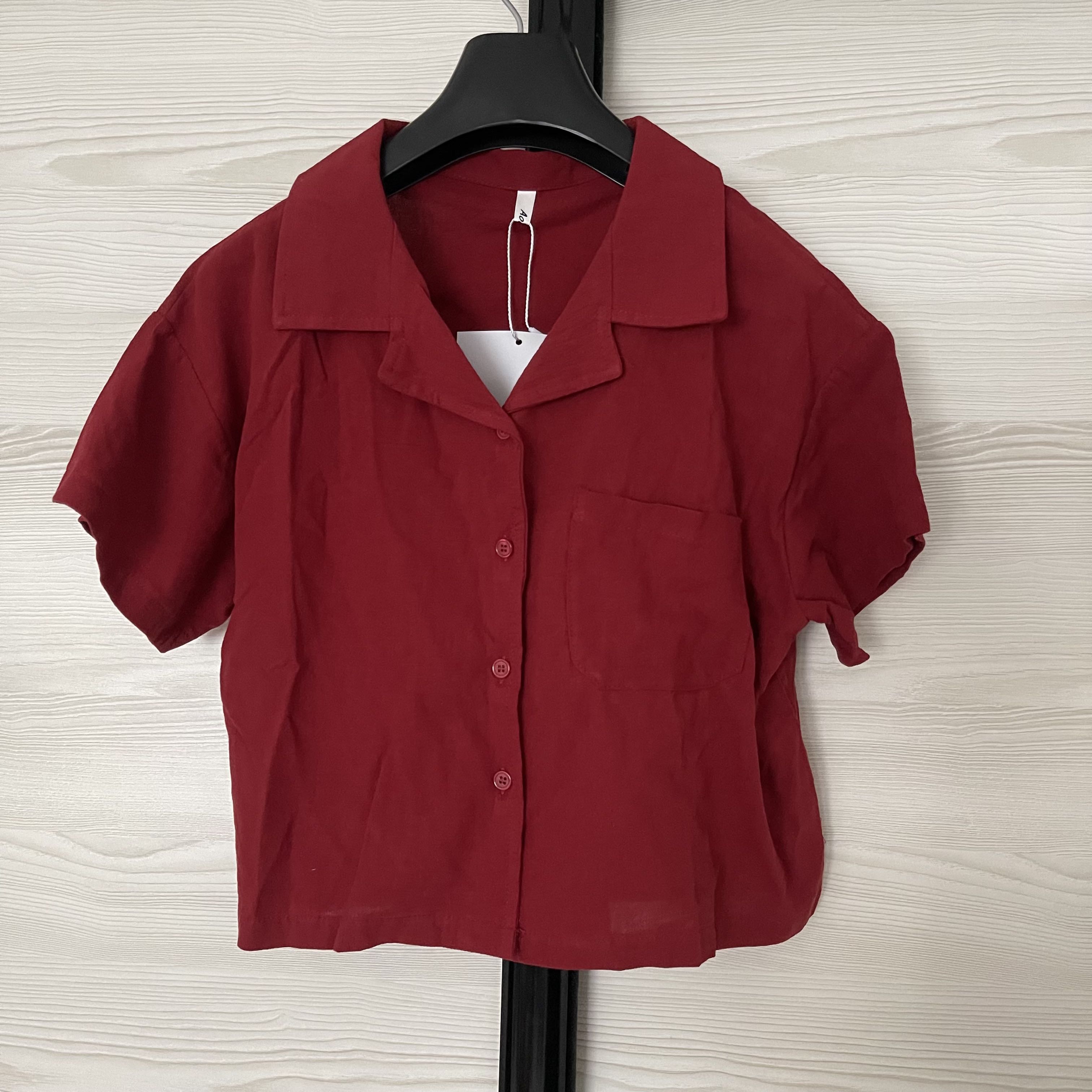 red button top, Women's Fashion, Tops, Shirts on Carousell