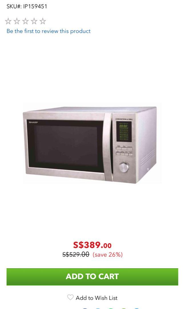 SHARP R-94A0(ST)V CONVECTION MICROWAVE OVEN (42L), TV & Home Appliances ...