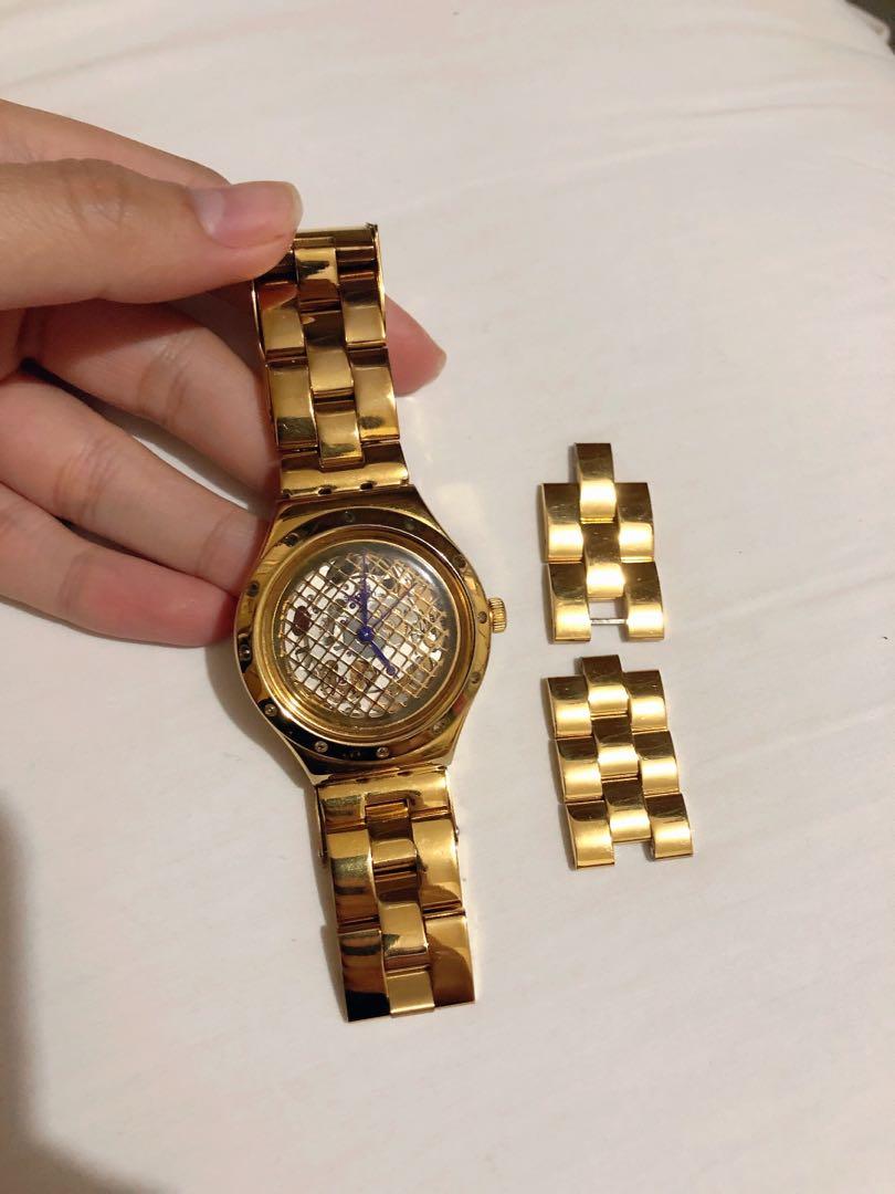 Swatch Gold plated automatic watch, Women's Fashion, Watches ...