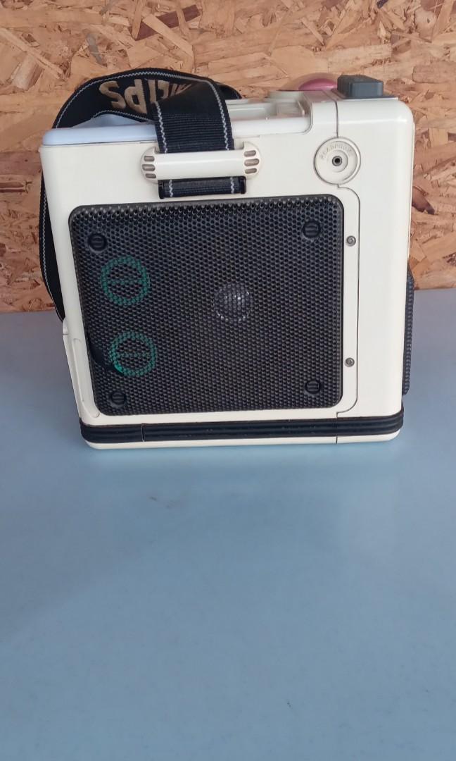 Vintage Boombox Phillip Cube Moving Sound Cassette Recorder Cooler 80s ...