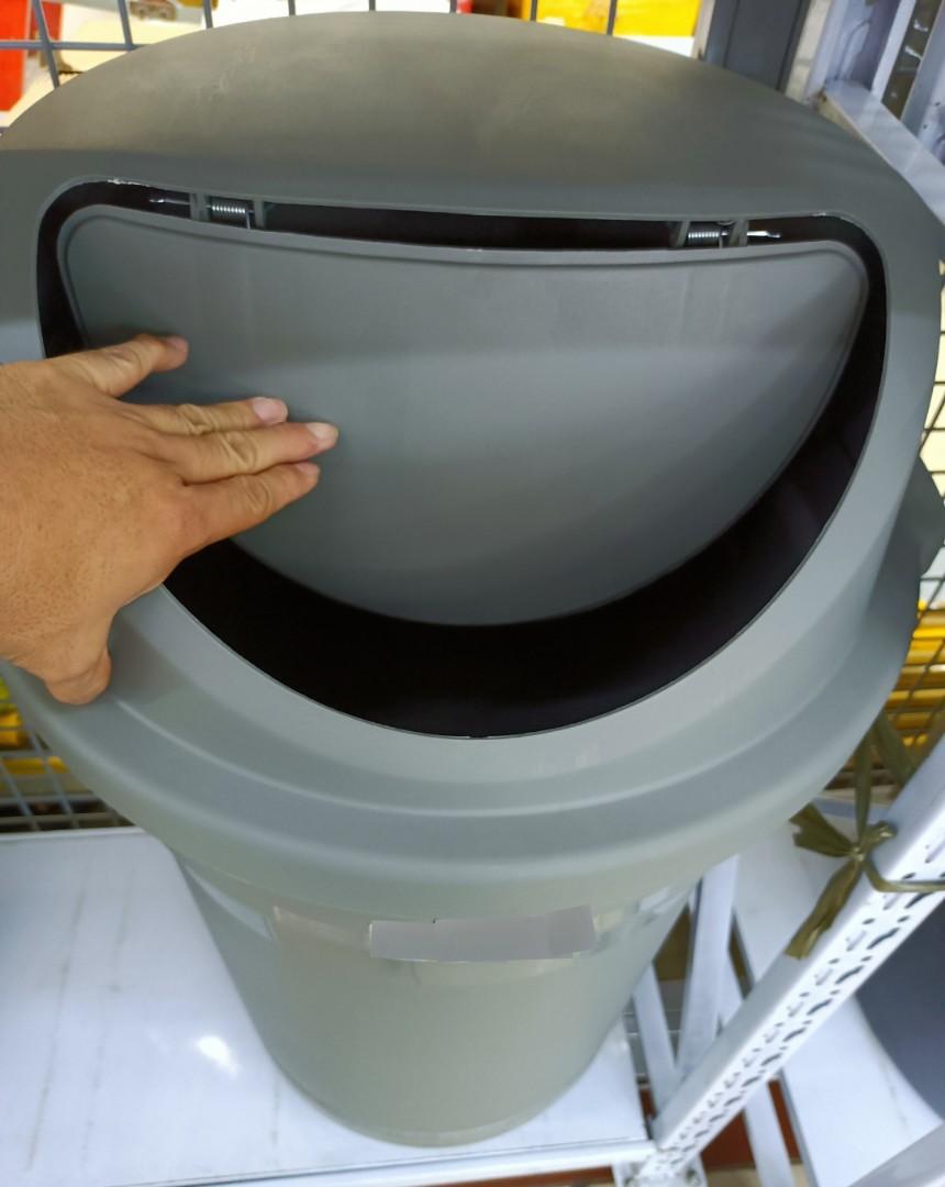 Waste Bin with Transport Trolley and Push Lid 5 Swivel Castors without ...