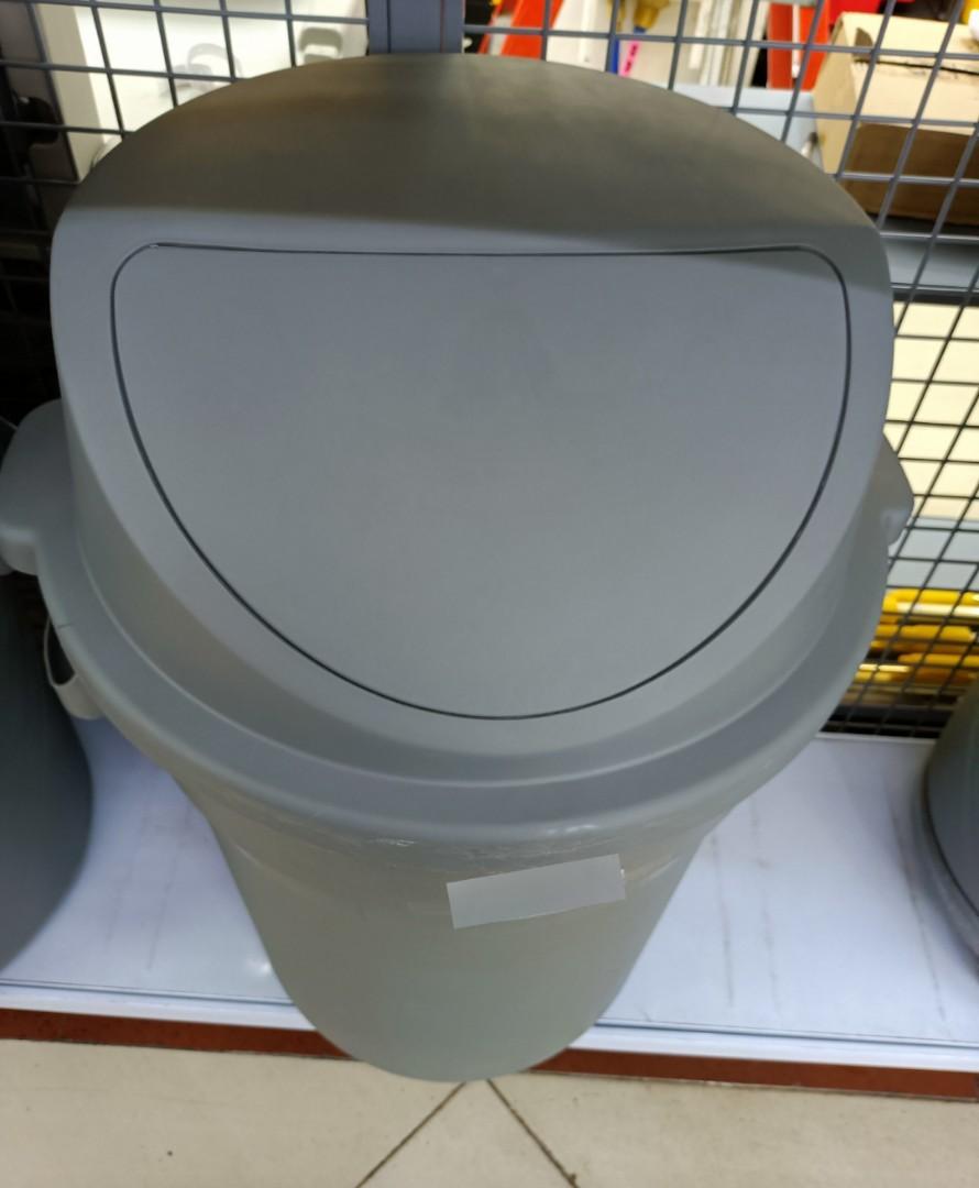 Waste Bin with Transport Trolley and Push Lid 5 Swivel Castors without ...