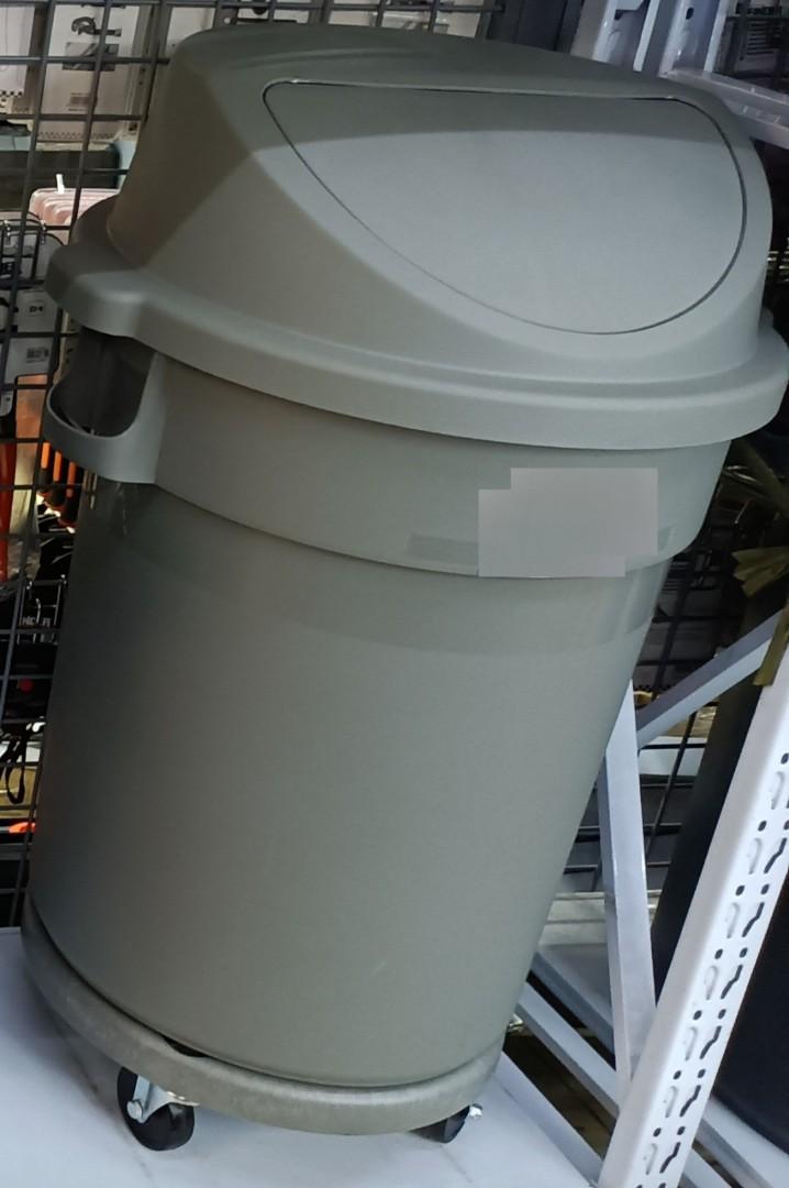 Waste Bin with Transport Trolley and Push Lid 5 Swivel Castors without ...