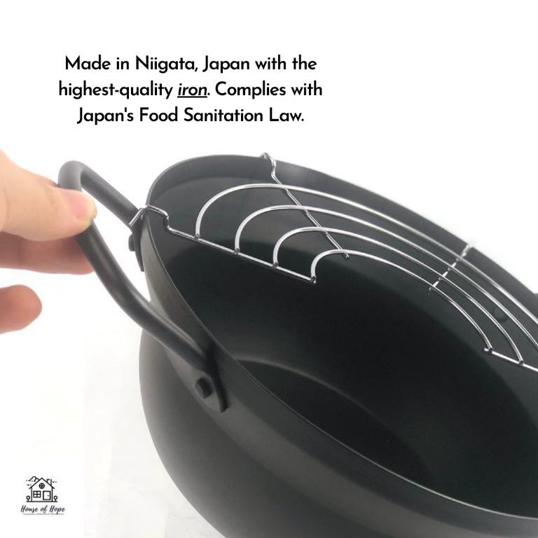 20cm Iron Tempura Pot (Made in Japan) Deep-frying tempura/fried chicken ...