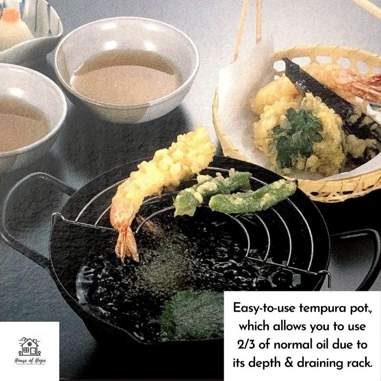 20cm Iron Tempura Pot (Made in Japan) Deep-frying tempura/fried chicken ...