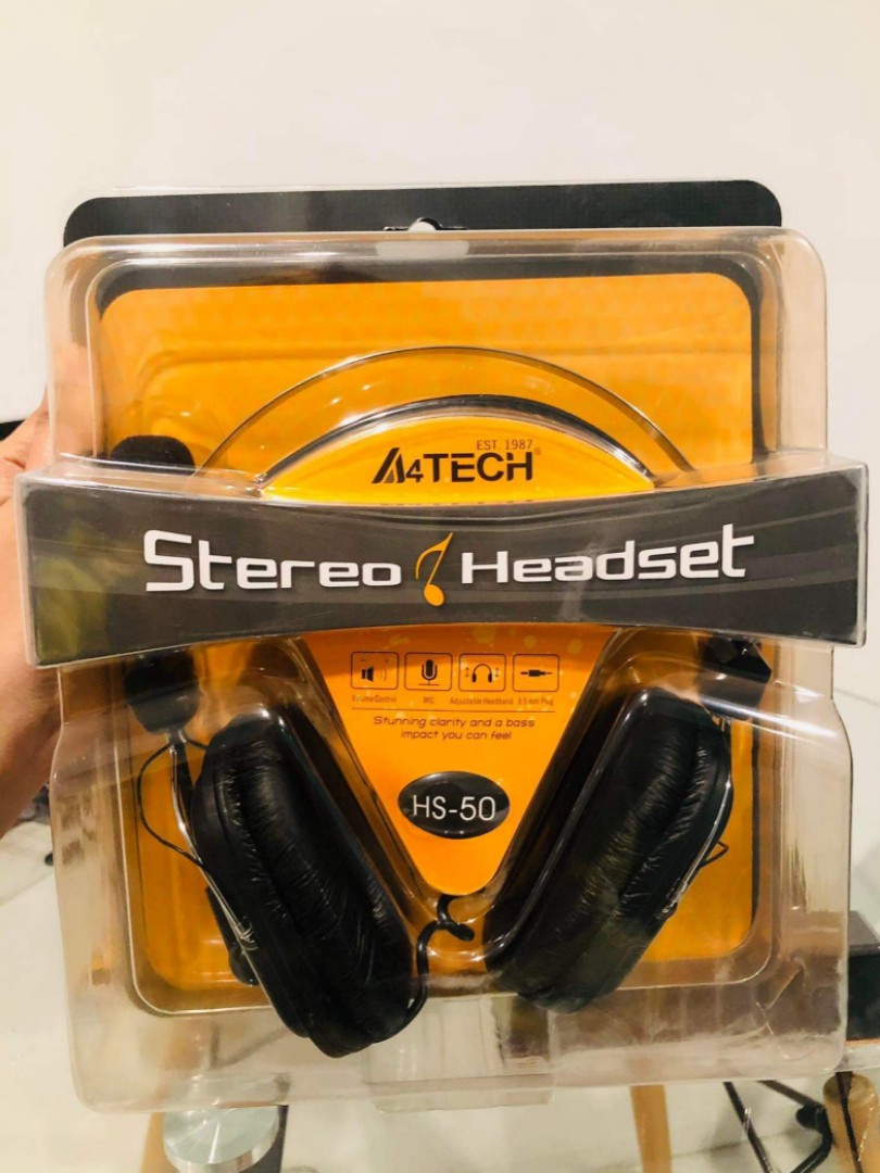 A4Tech HS-50 (DUAL-JACK) With Noise Cancelling Mic, Audio, Headphones ...
