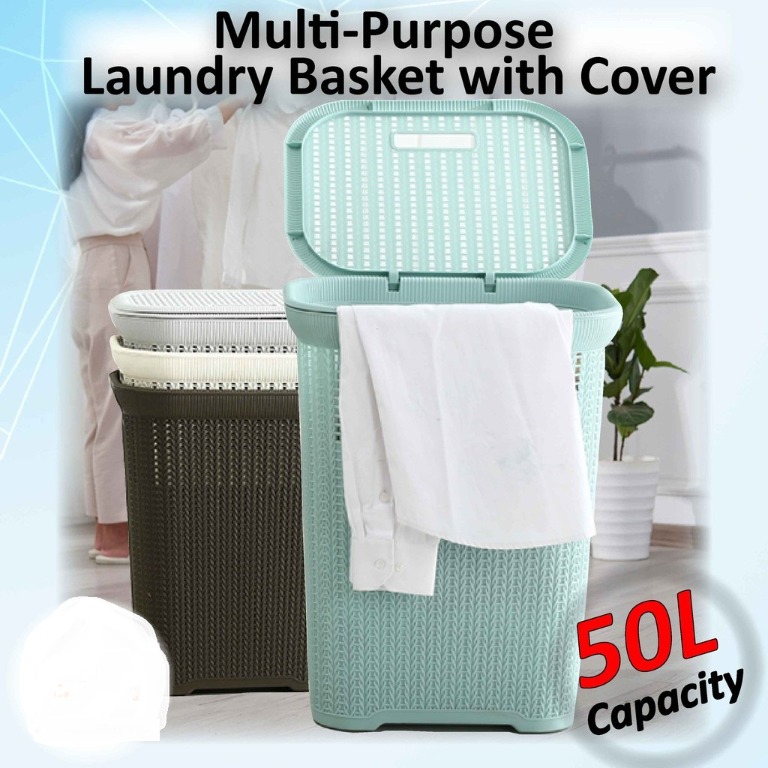 Big Capacity 50L Multi-Purpose Storage Laundry Basket with Cover ...