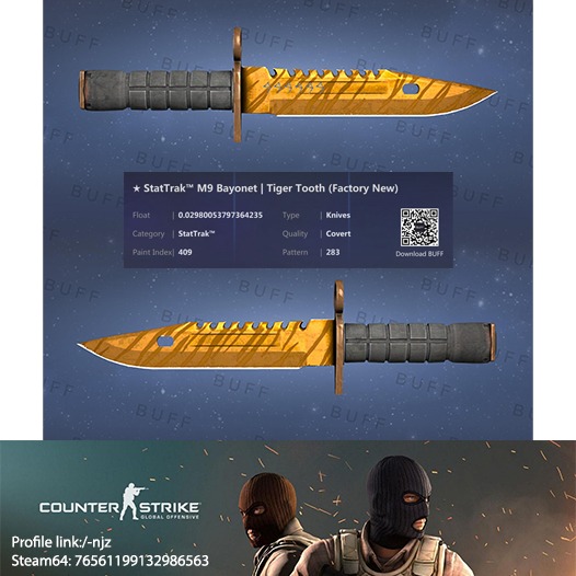 CSGO | ★ StatTrak™ M9 Bayonet M9 刺刀 | Tiger Tooth 虎牙 (FN 全新出廠), 電子遊戲, 遊戲機配件, 遊戲週邊商品 - Carousell