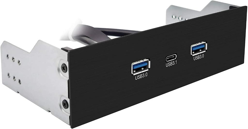 EZDIY-FAB 2-Port USB3.0 Type A and USB3.1 Type C GEN 2-3.5 inch Front ...