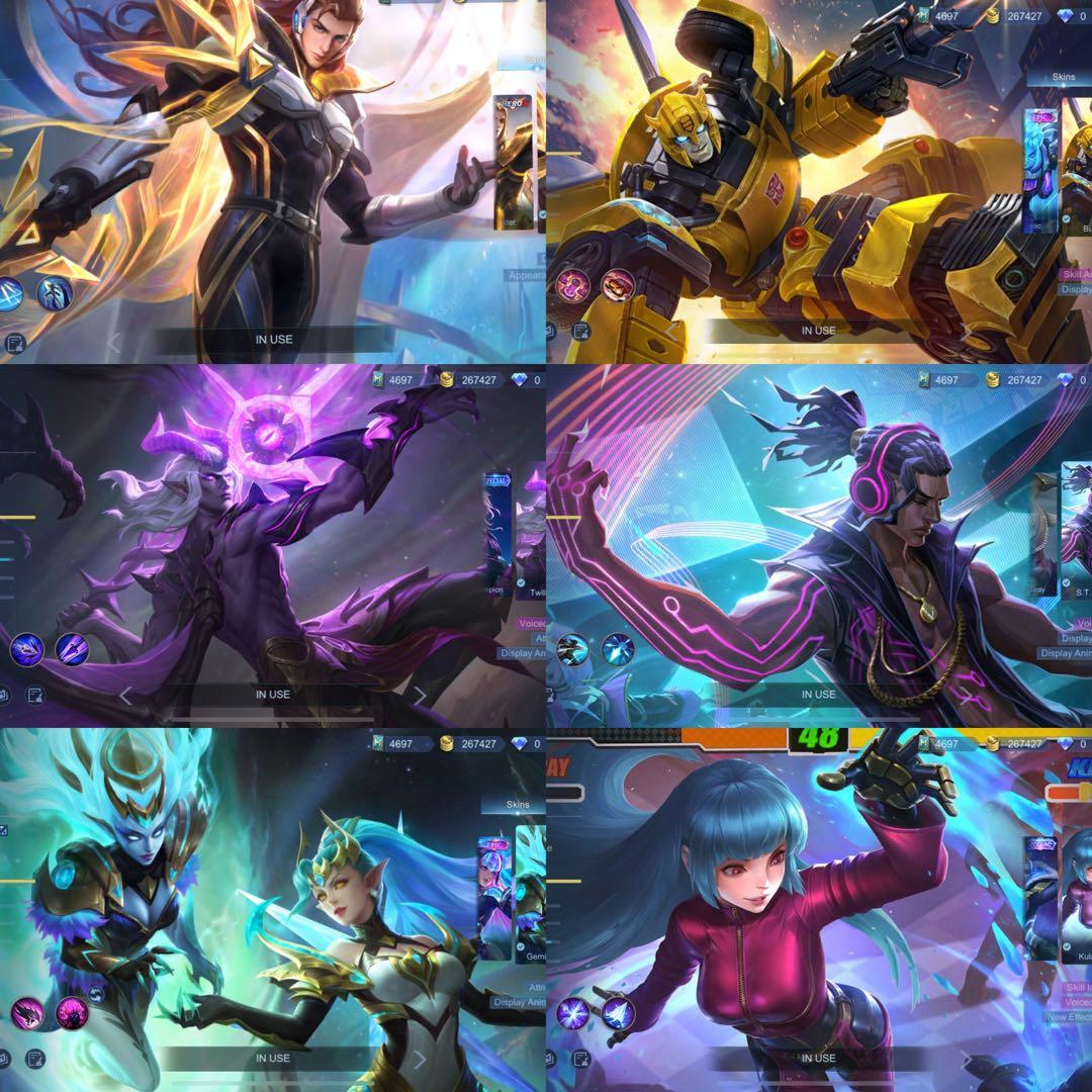 GUSION LEGEND+K,FANNY EPIC,GRANGER TF, 266 SKINS MOBILE LEGENDS ACCOUNT ...