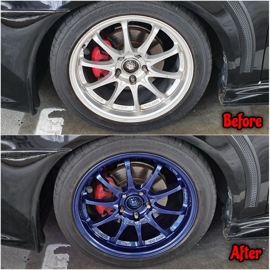 Metallic Blue Rims Spray Paint Service On (Mitsubishi Lancer EX), Car ...