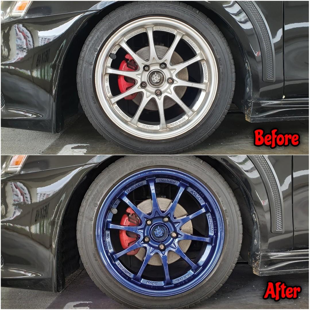 Metallic Blue Rims Spray Paint Service On (Mitsubishi Lancer EX), Car ...