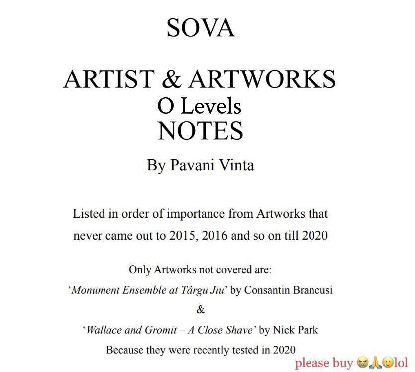 O Level SOVA Notes Complete for Artists & Artworks, Hobbies & Toys ...