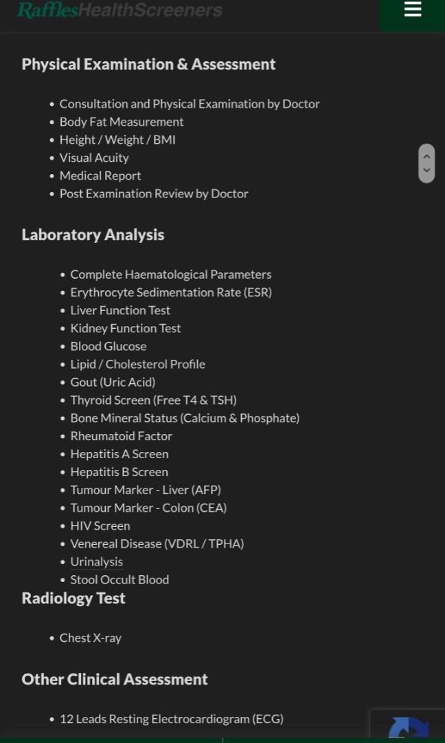 Raffles Medical check up plan for women, Everything Else on Carousell