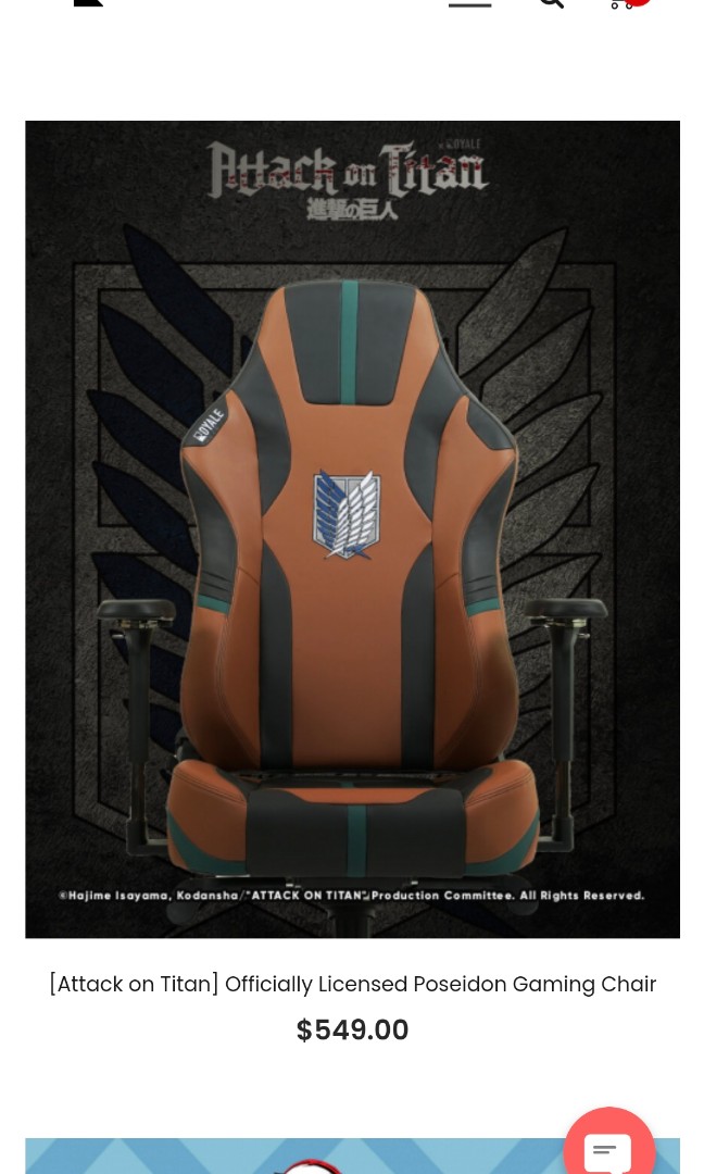 Royale Ergonomics Attack on Titan Edition Poseidon Gaming Chair ...