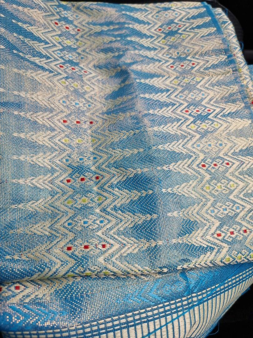 Songket 2 meter blue, Women's Fashion, Muslimah Fashion, Baju Kurung ...