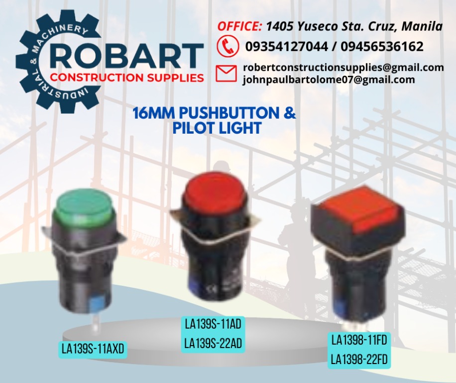 16mm Push Button & Pilot Light, Commercial & Industrial, Construction ...