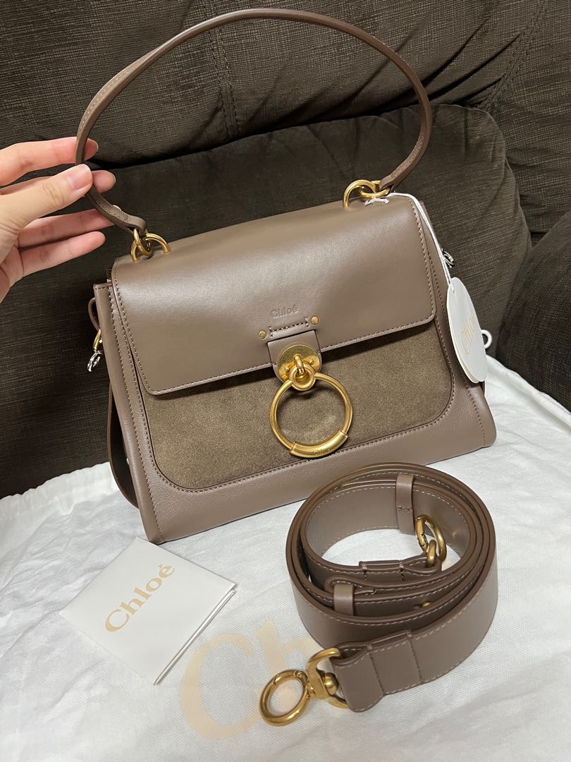 正品 Chloe Tess Army Green 軍綠色小款梯型包, 名牌精品, 精品包與皮夾在旋轉拍賣