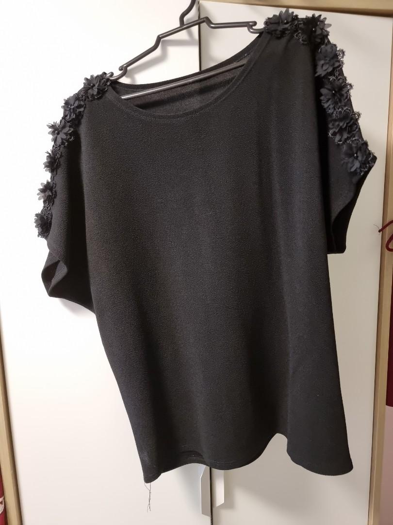 Black Flower Top (From Bangkok), Women's Fashion, Tops, Blouses on ...