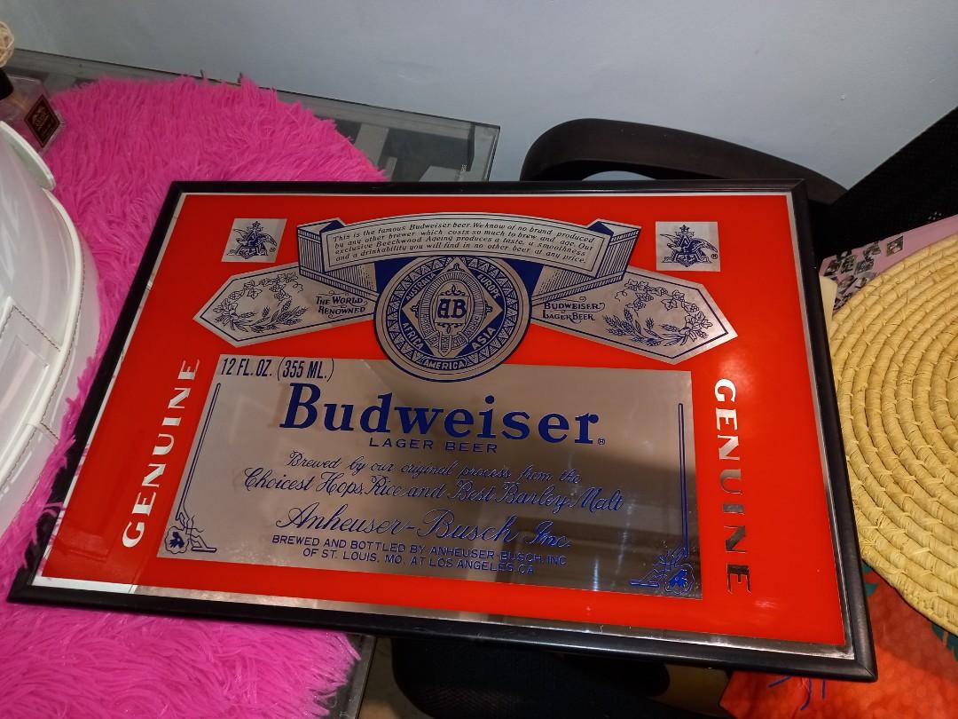 BUDWEISER MIRROR SIGNAGE DISPLAY, Furniture & Home Living, Home Decor ...