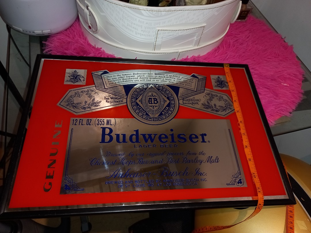 BUDWEISER MIRROR SIGNAGE DISPLAY, Furniture & Home Living, Home Decor ...