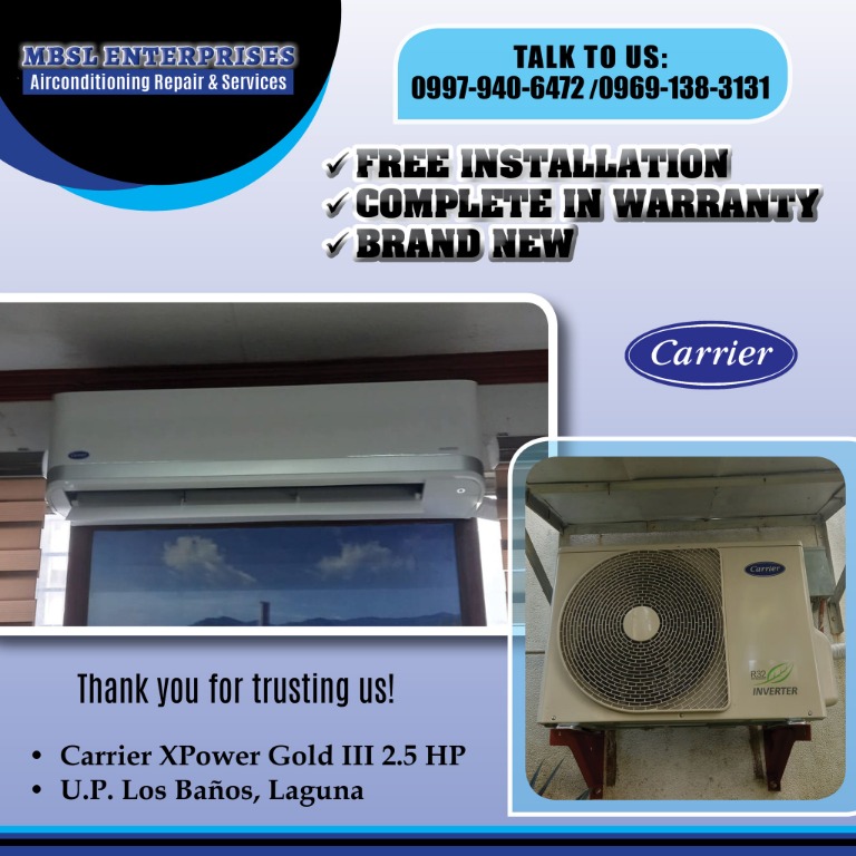 CARRIER XPOWER GOLD III INVERTER SPLIT TYPE AIRCON WITH FREE ...