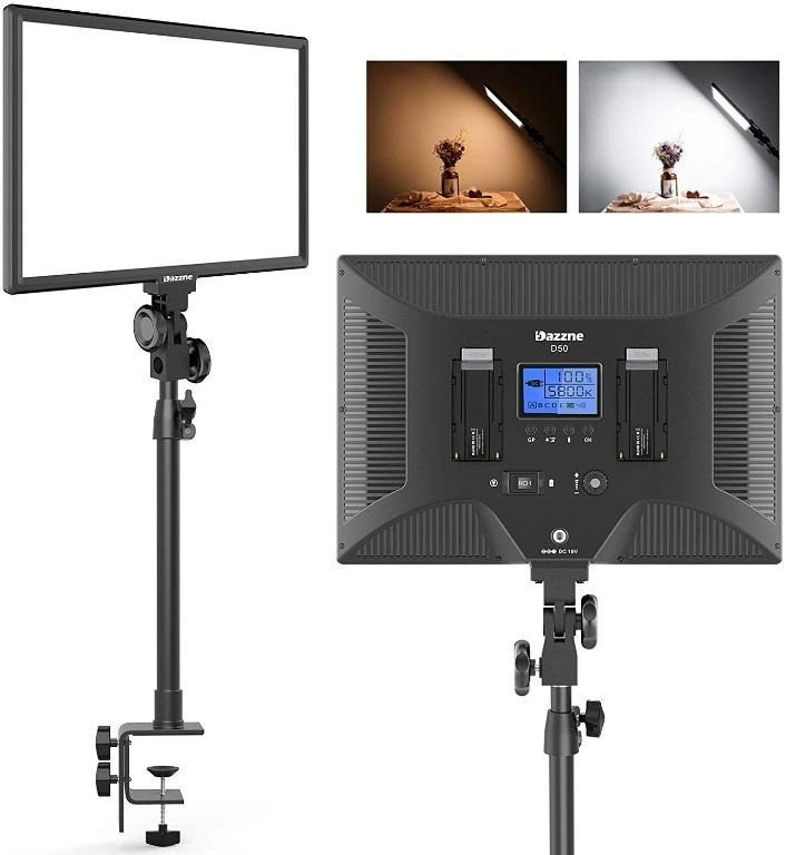 Dazzne D50 Desk Mount Video Light with C-Clamp, LED Studio Photography ...